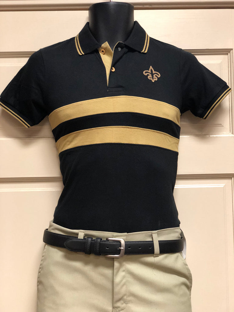 The Black and Gold Chest Stripe Polo Shirt